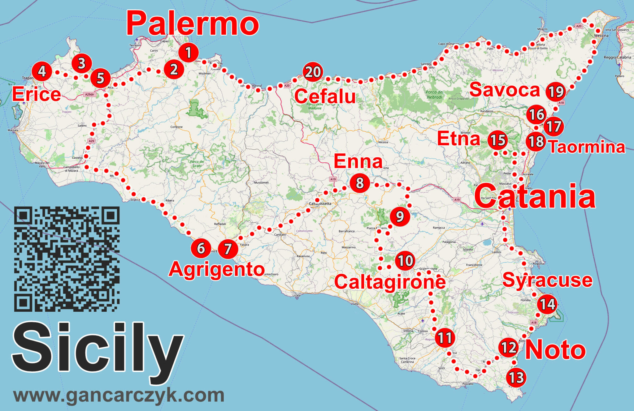 Sycylia: mapa atrakcji turystycznych – Car Rental Online